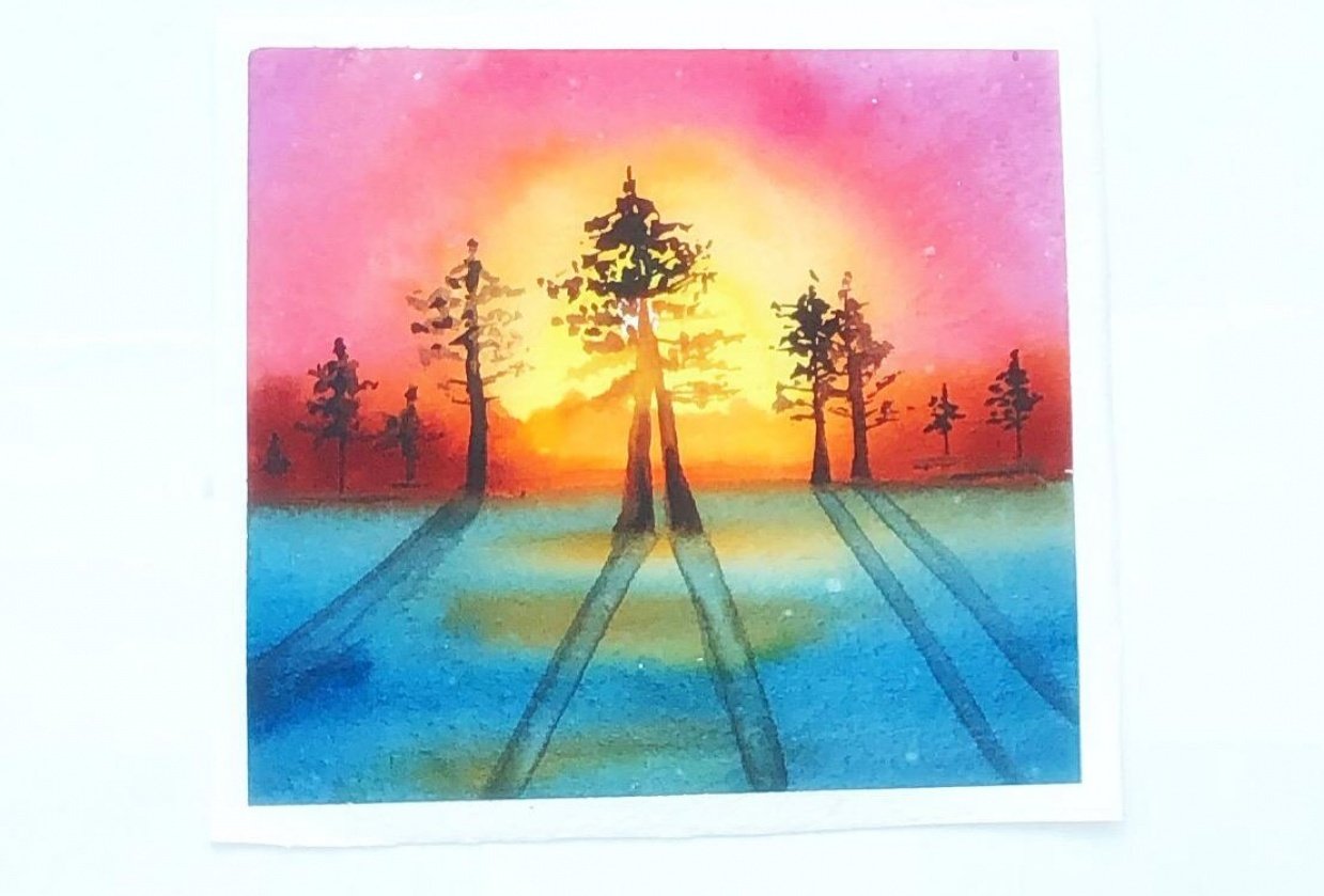 Watercolor sunset | Skillshare Student Project