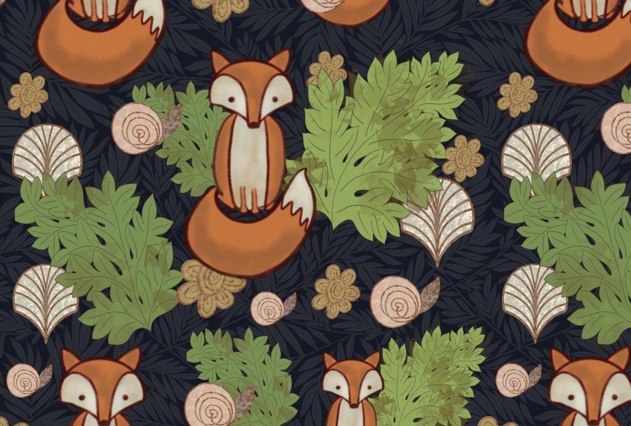 Fox seamless pattern repeat | Skillshare Student Project
