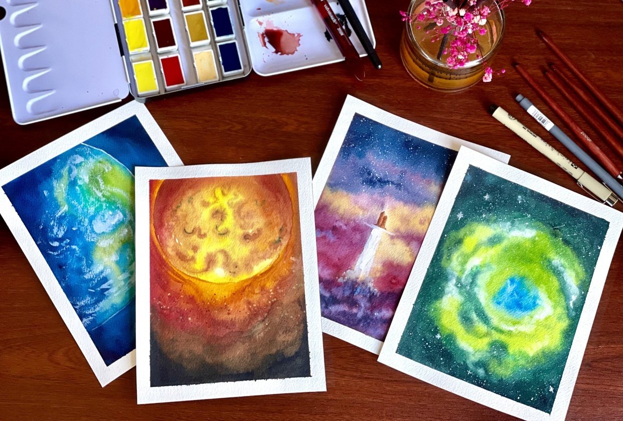 Space in watercolor | Skillshare Student Project