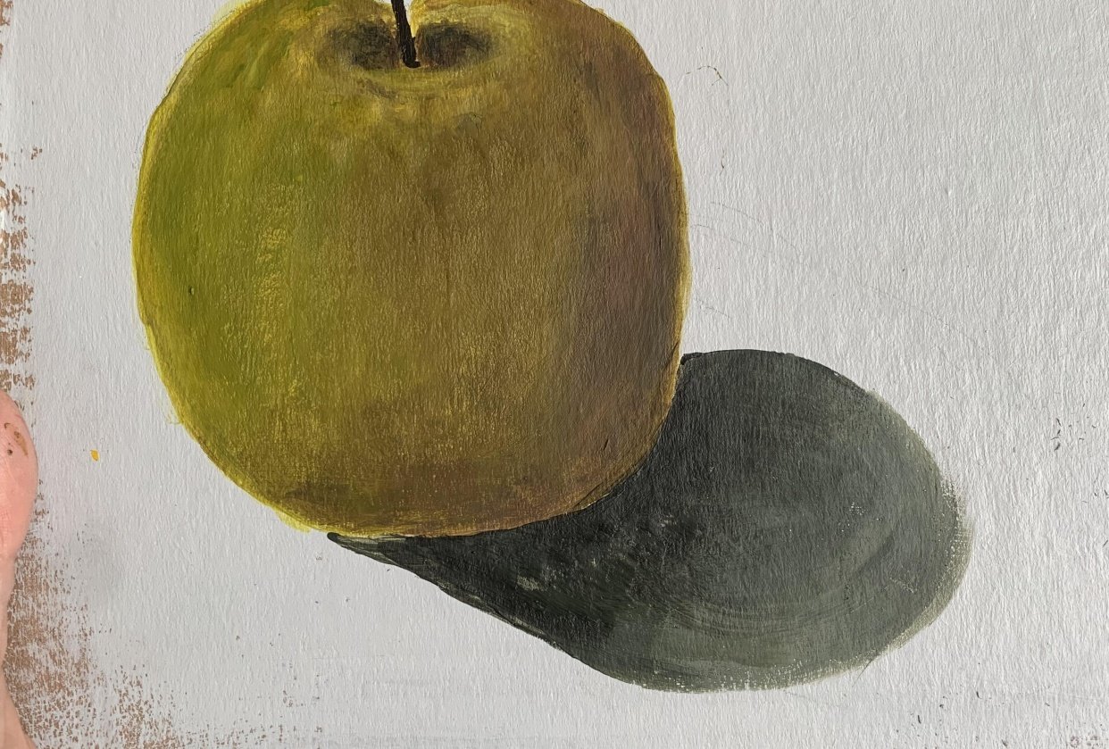 Green Apple Shadow on Cardboard | Skillshare Student Project