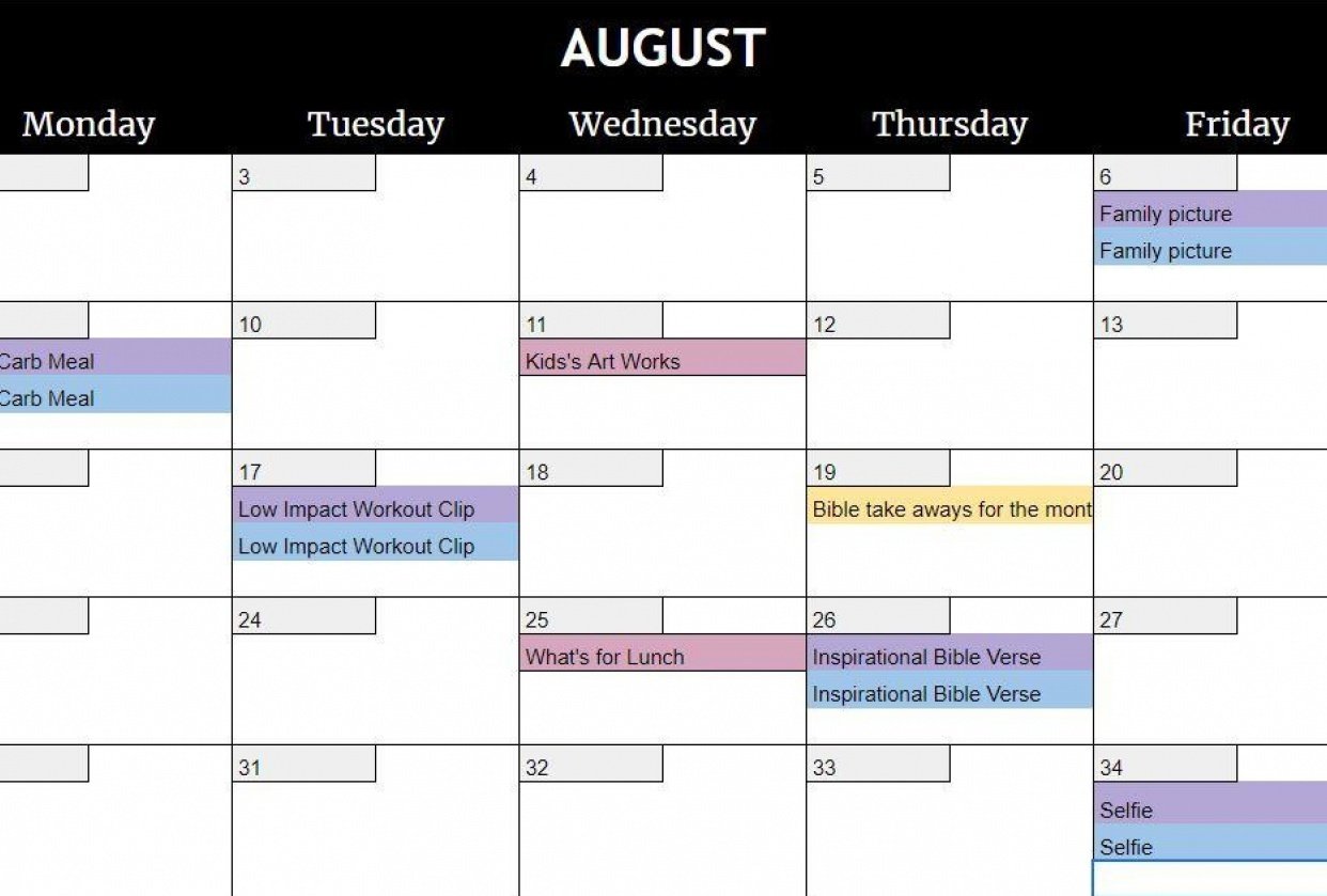 Content Calendar | Skillshare Student Project