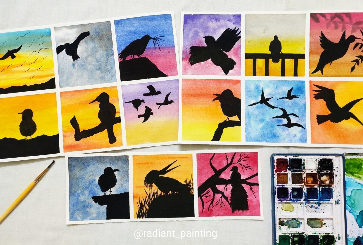 Watercolor Bird Silhouettes | Skillshare Student Project