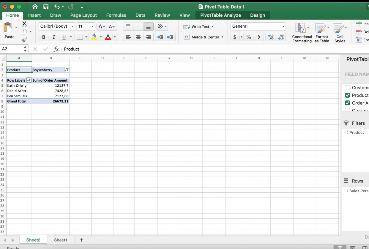 Pivot Table | Skillshare Student Project