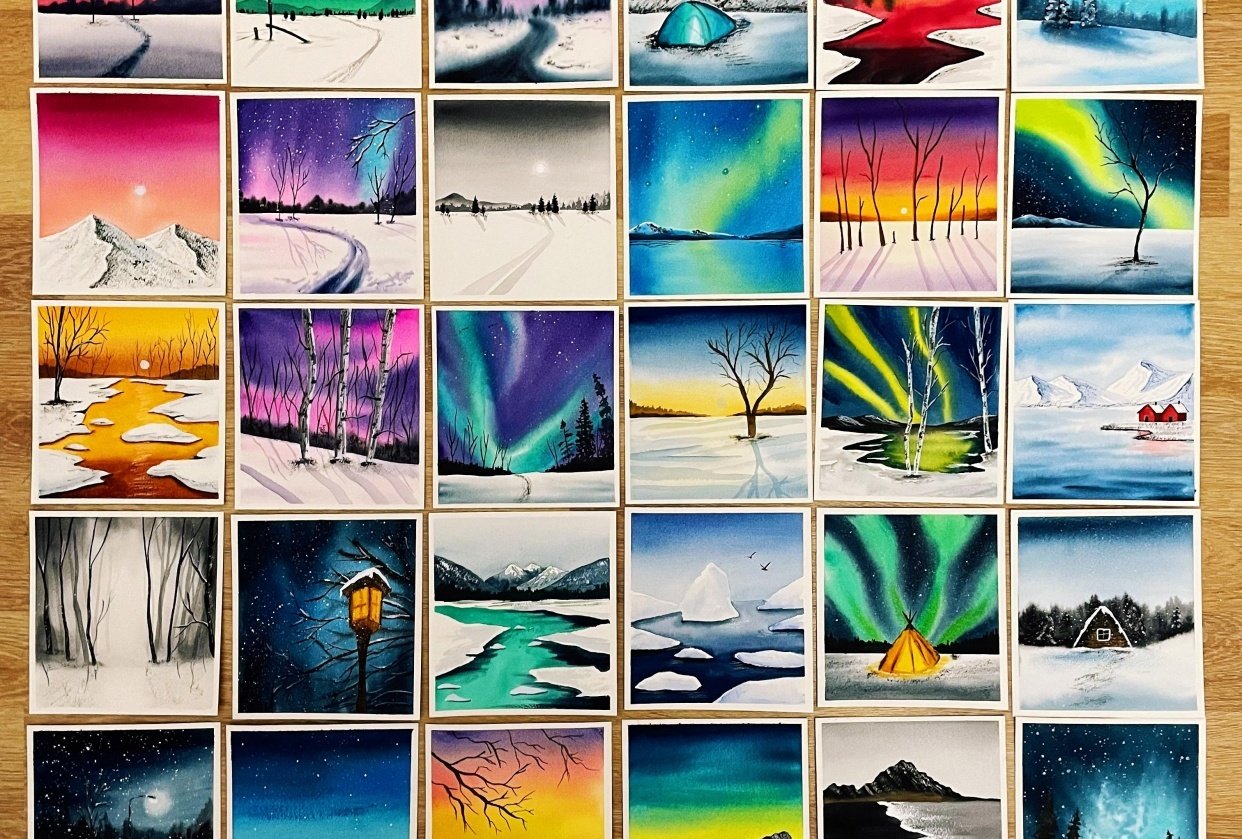 30 days of watercolor winter | Skillshare Student Project