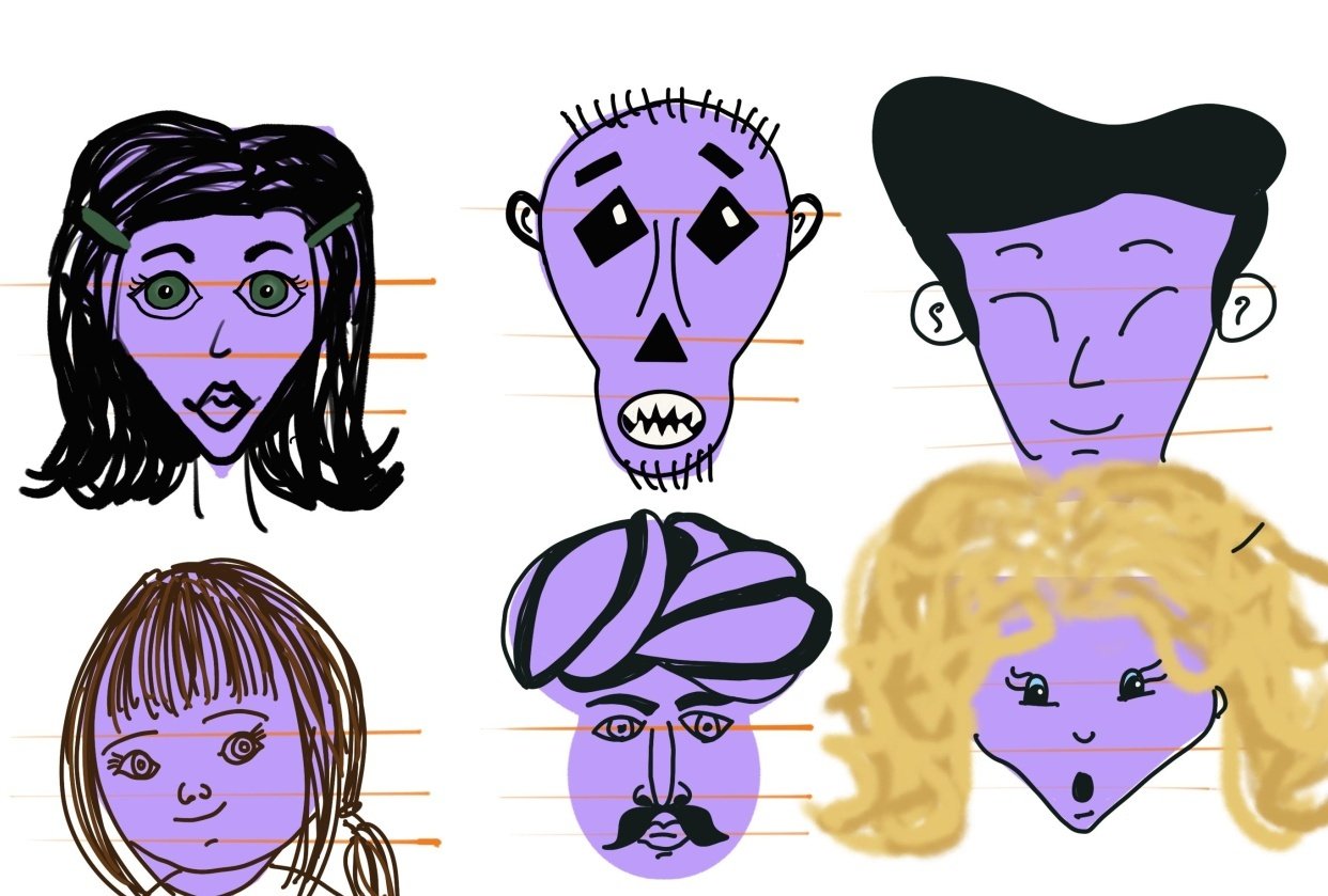 Practicing heads and facial features | Skillshare Student Project