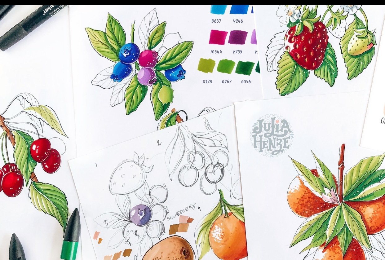 SAMPLE PROJECT | Drawing with Markers: Learn How to Sketch Expressive Fruits | Skillshare ...