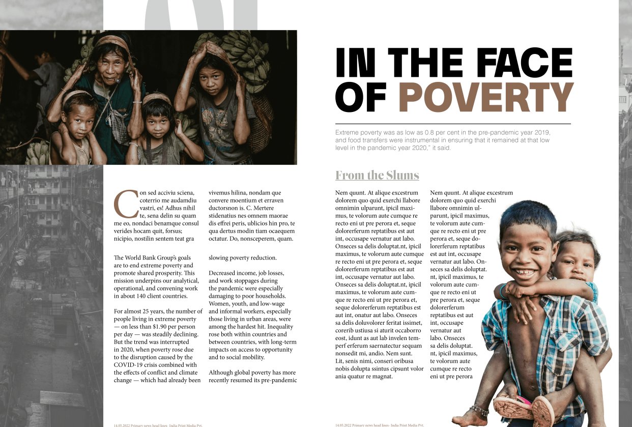 In the face of poverty (magazine spread) | Skillshare Student Project