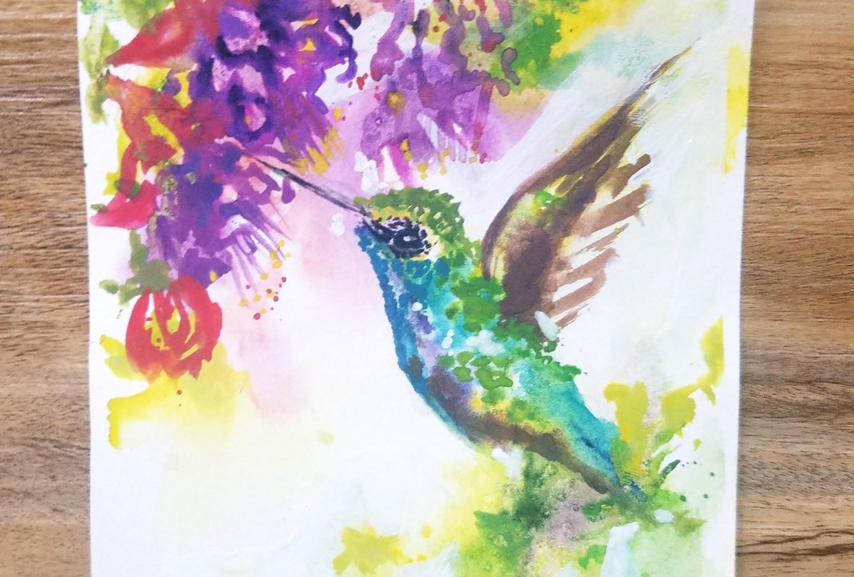 Expressive Watercolor Birds: paint a Hummingbird without Pencil Sketch ...