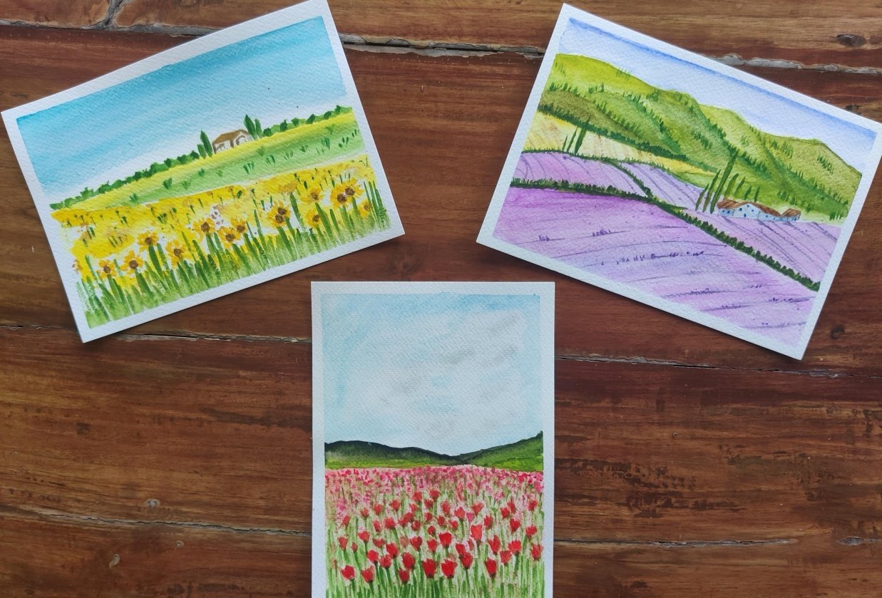 Spring Flower Fields using Watercolors | Skillshare Student Project