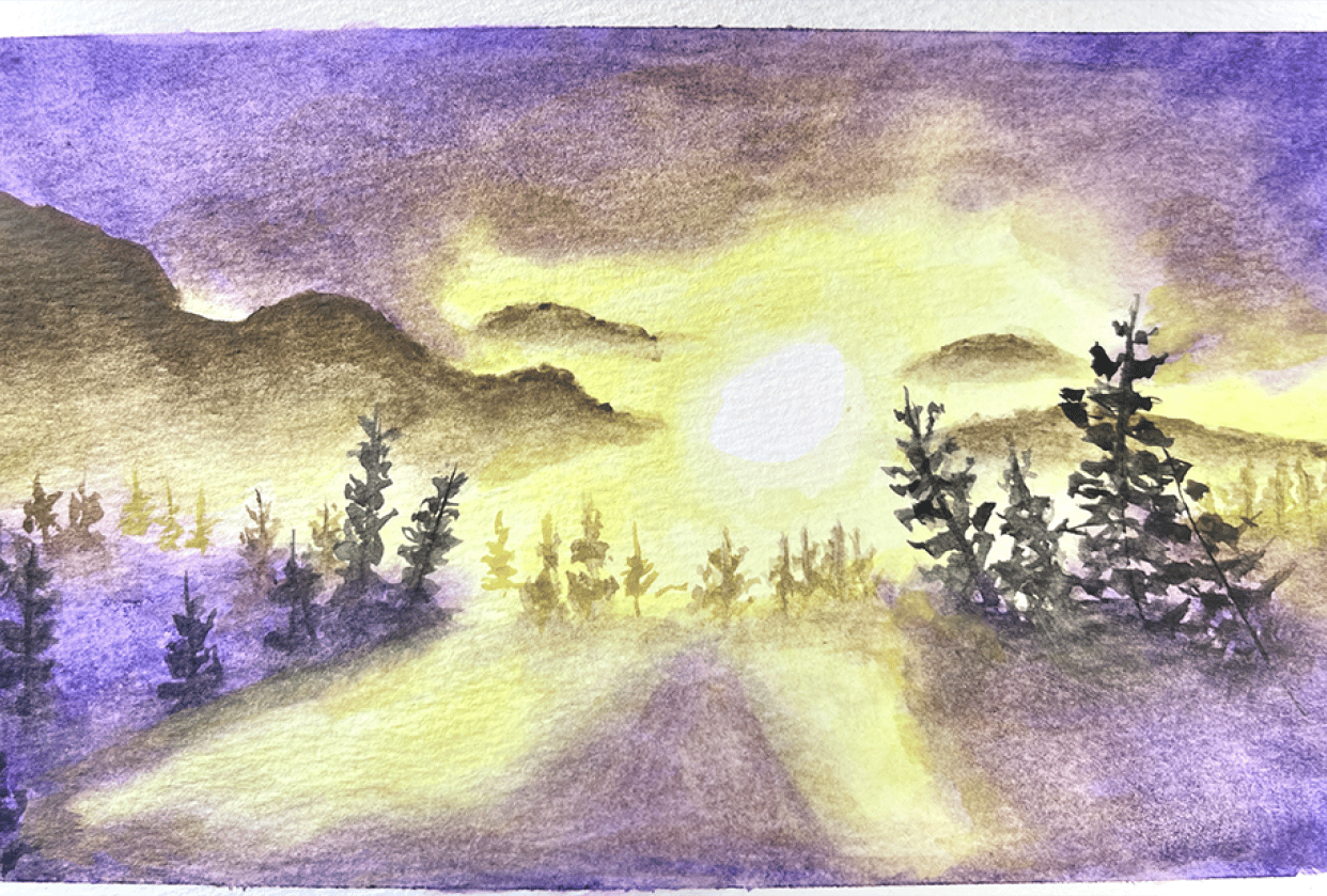 Misty Mountain Sunset | Skillshare Student Project