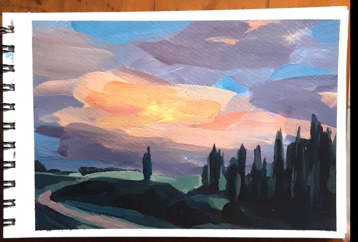 Sunset Landscape Acrylic Painting | Skillshare Student Project
