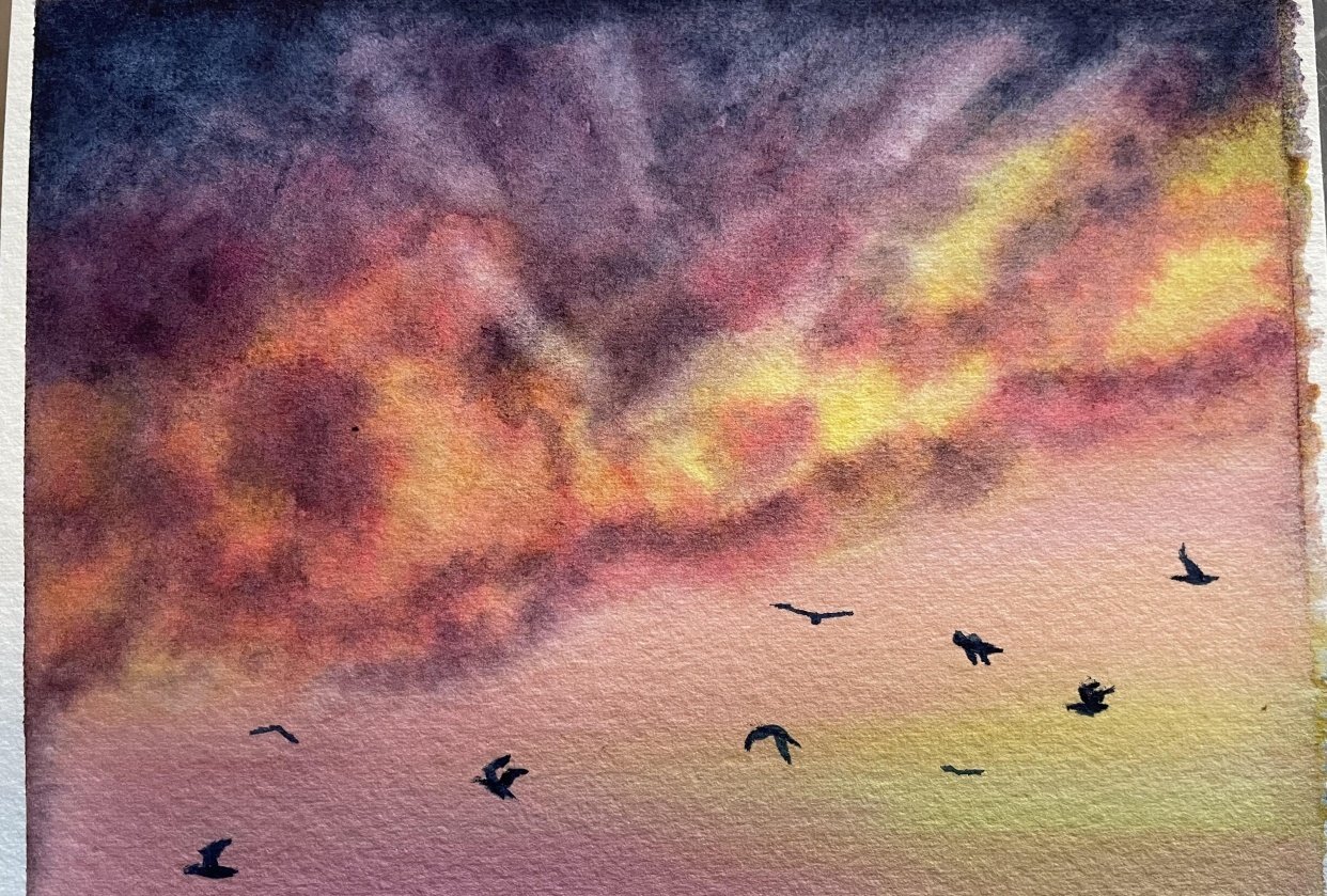 Dramatic watercolor sky | Skillshare Student Project
