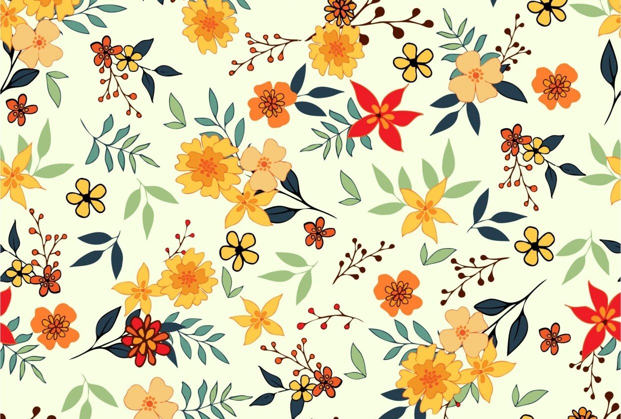 Pattern with yellow and red flowers | Skillshare Student Project