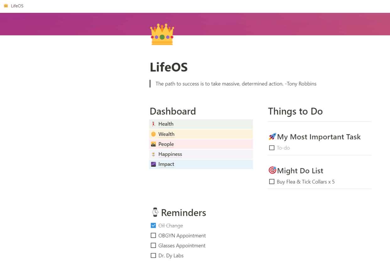 Julie's LifeOS Notion | Skillshare Student Project