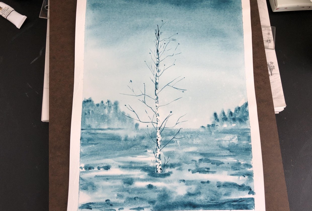 Monochromatic tree painting | Skillshare Student Project