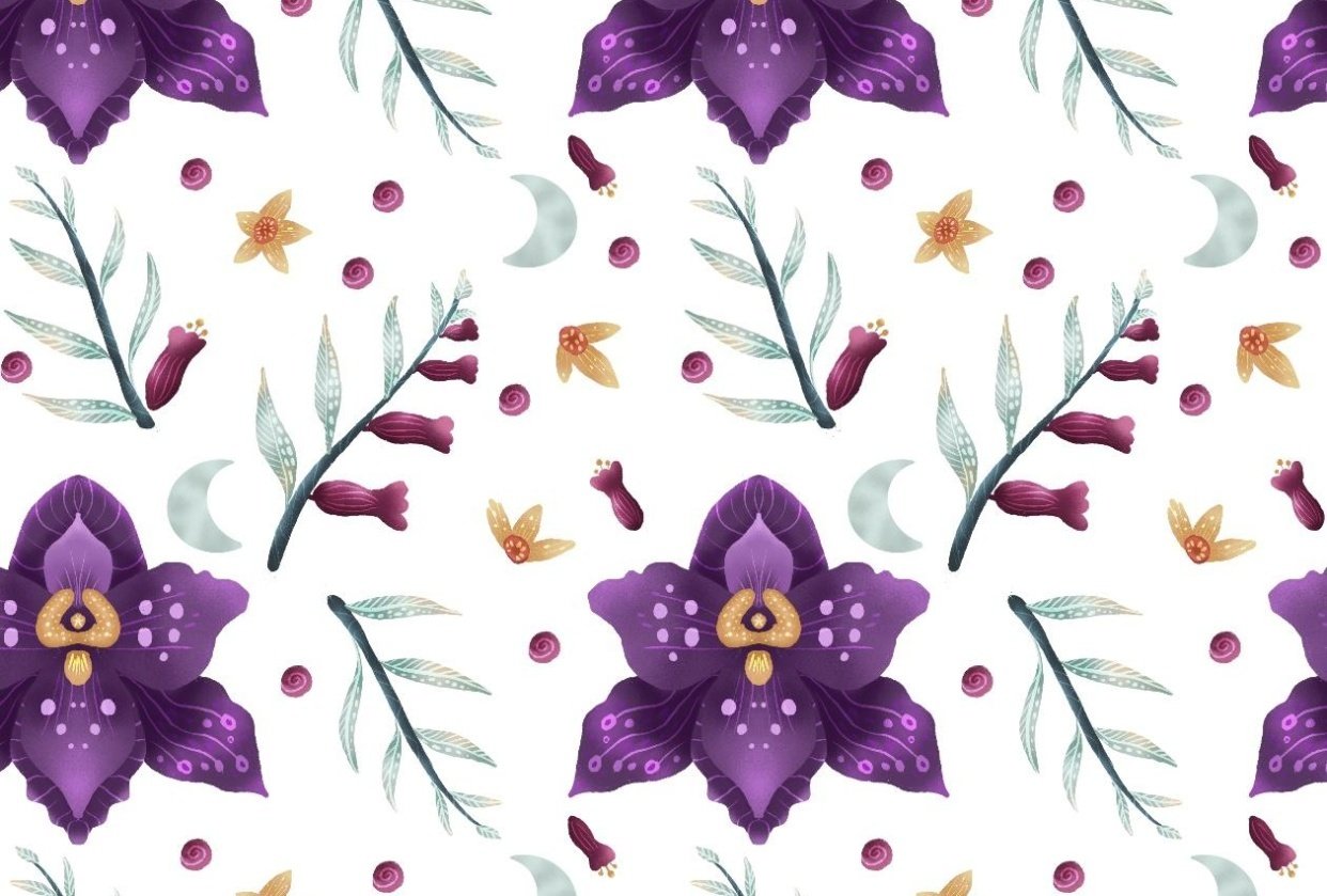 Orchid Repeat Pattern | Skillshare Student Project