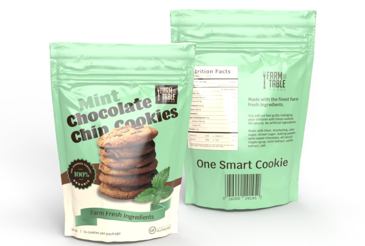 Mint Chocolate Chip Cookies Package Design | Skillshare Student Project