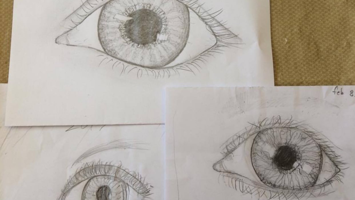 Drawing an eye: Elizabeth age 10, Emily age 7, Julie age 44 ...