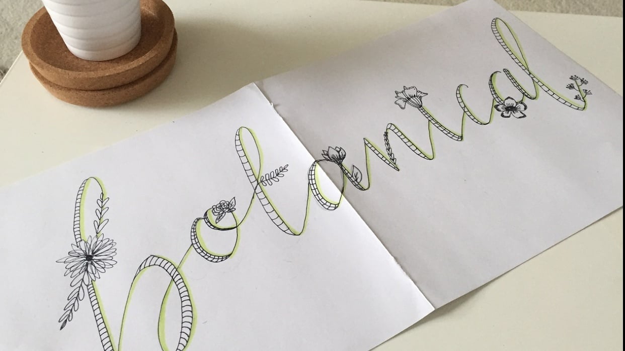 First try at Botanical lettering | Skillshare Student Project