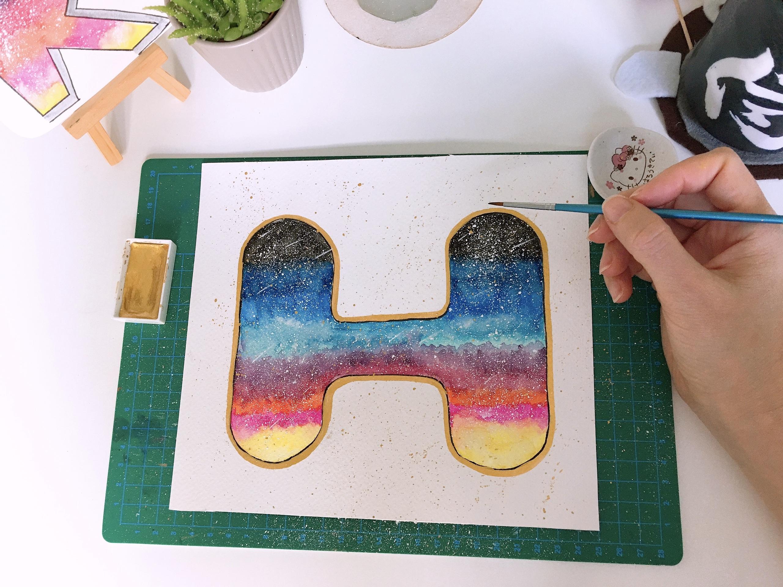 Design Easy Letters: Dramatic Rainbow Monogram | Artjourneywithme Heidi ...