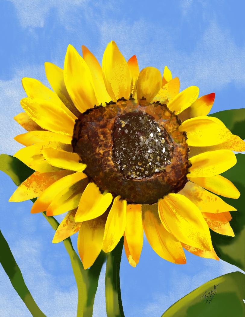 Digital Watercolor Painting: Learn to Paint A Sunflower Using Rebelle ...