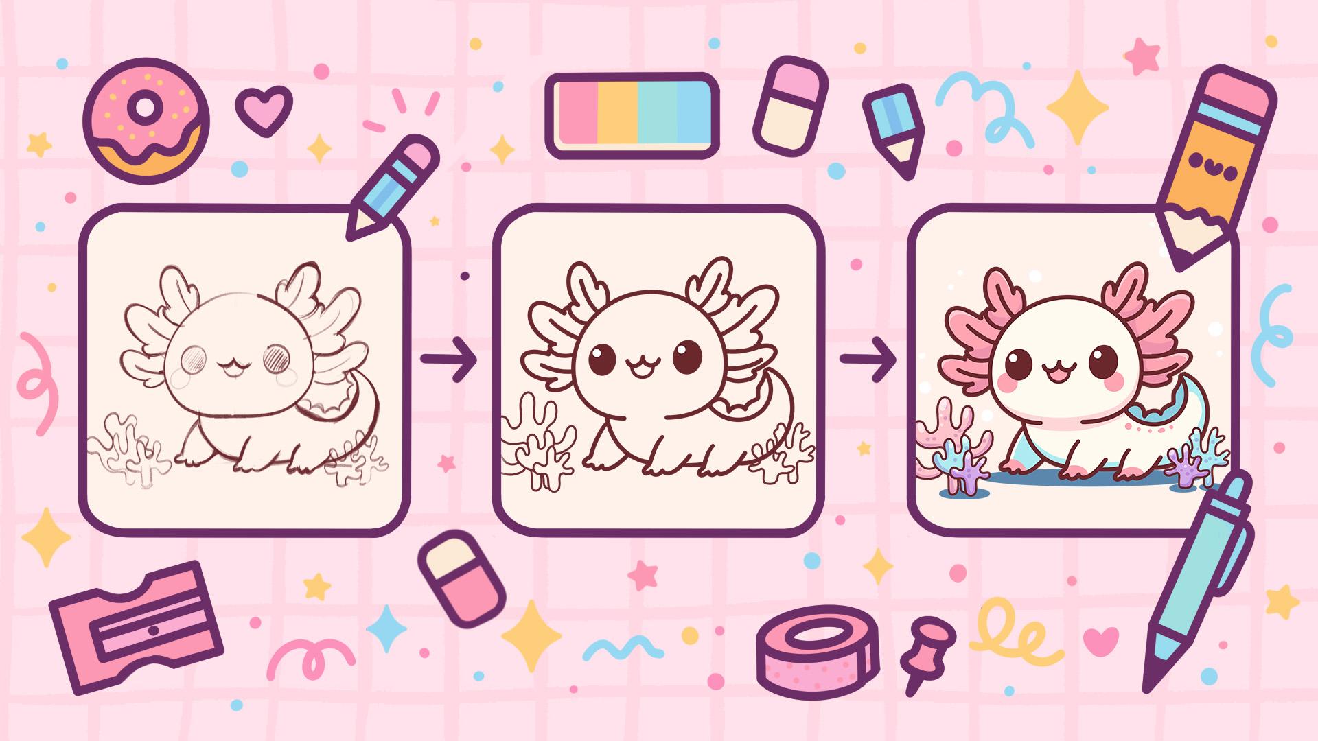 Axo-lutely Adorable: Draw a Cute Axolotl in Procreate | Uni Corn ...