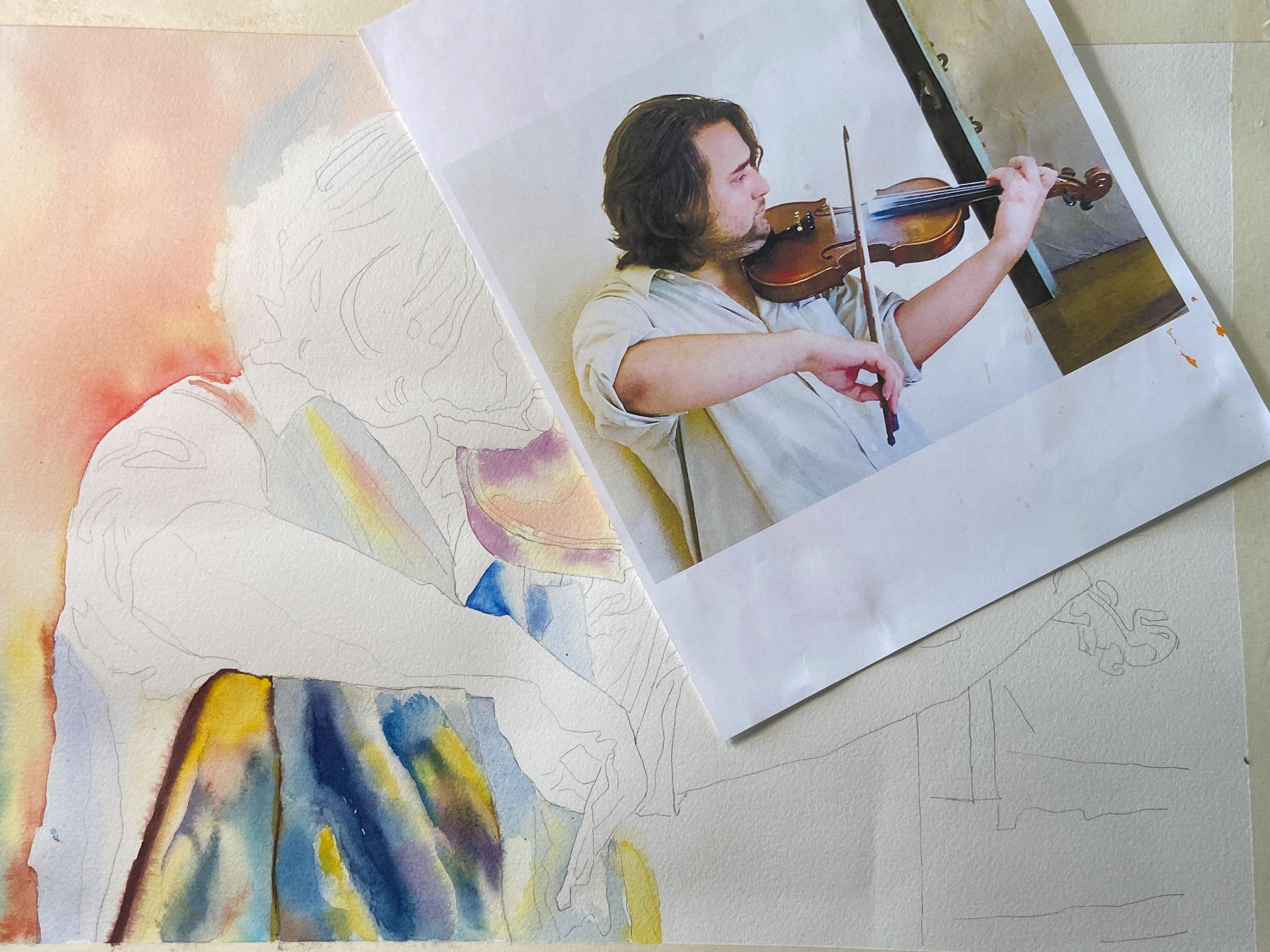 Explore Vibrant Art Techniques: Painting a Violinist in Watercolor ...