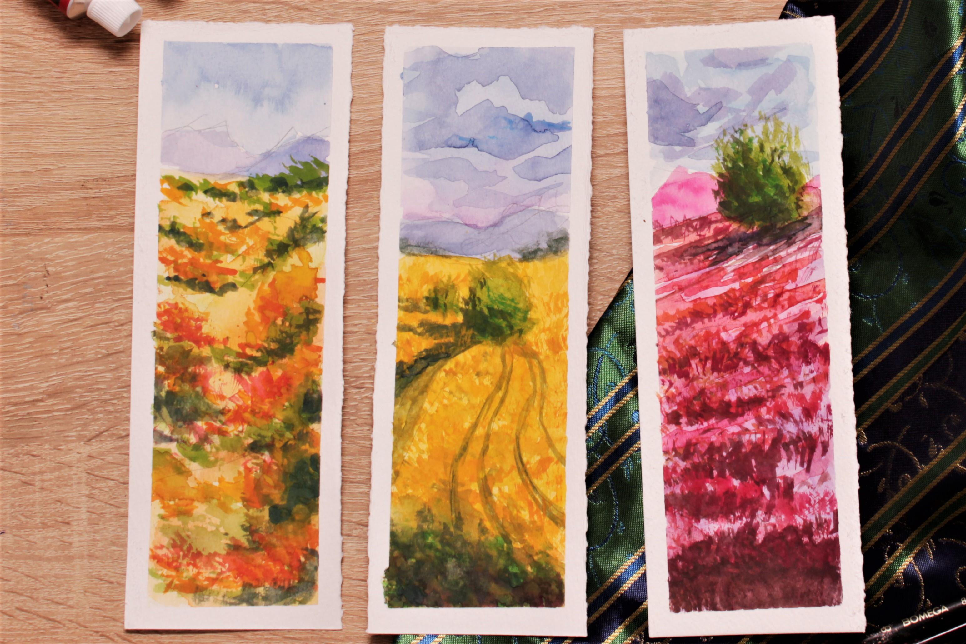 Watercolor illustration Landscape Bookmarks Step-By-Step have fun ...