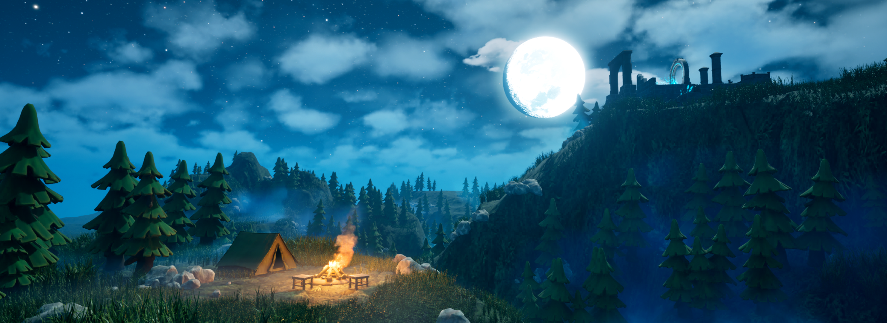 Unreal Engine 5 Stylized Night Environment: VFX Lighting, Foliage ...