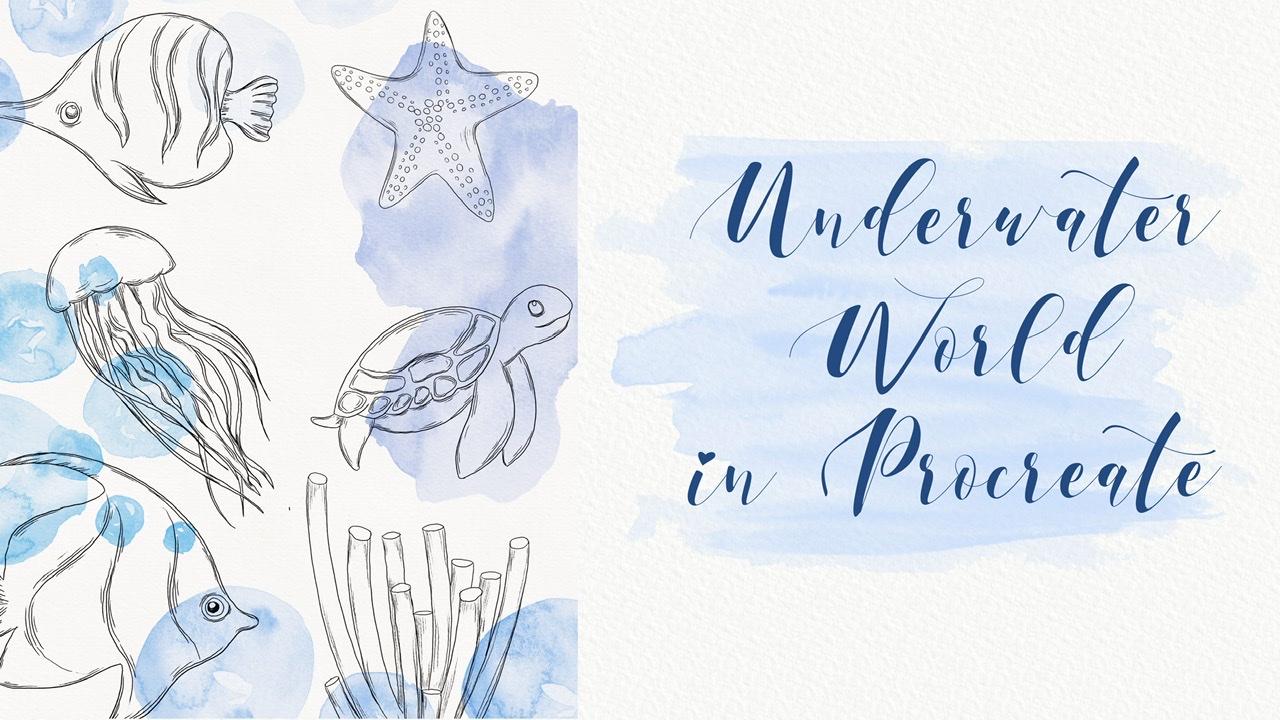 Watercolor Underwater World - Digital Painting of Sea Creatures and ...