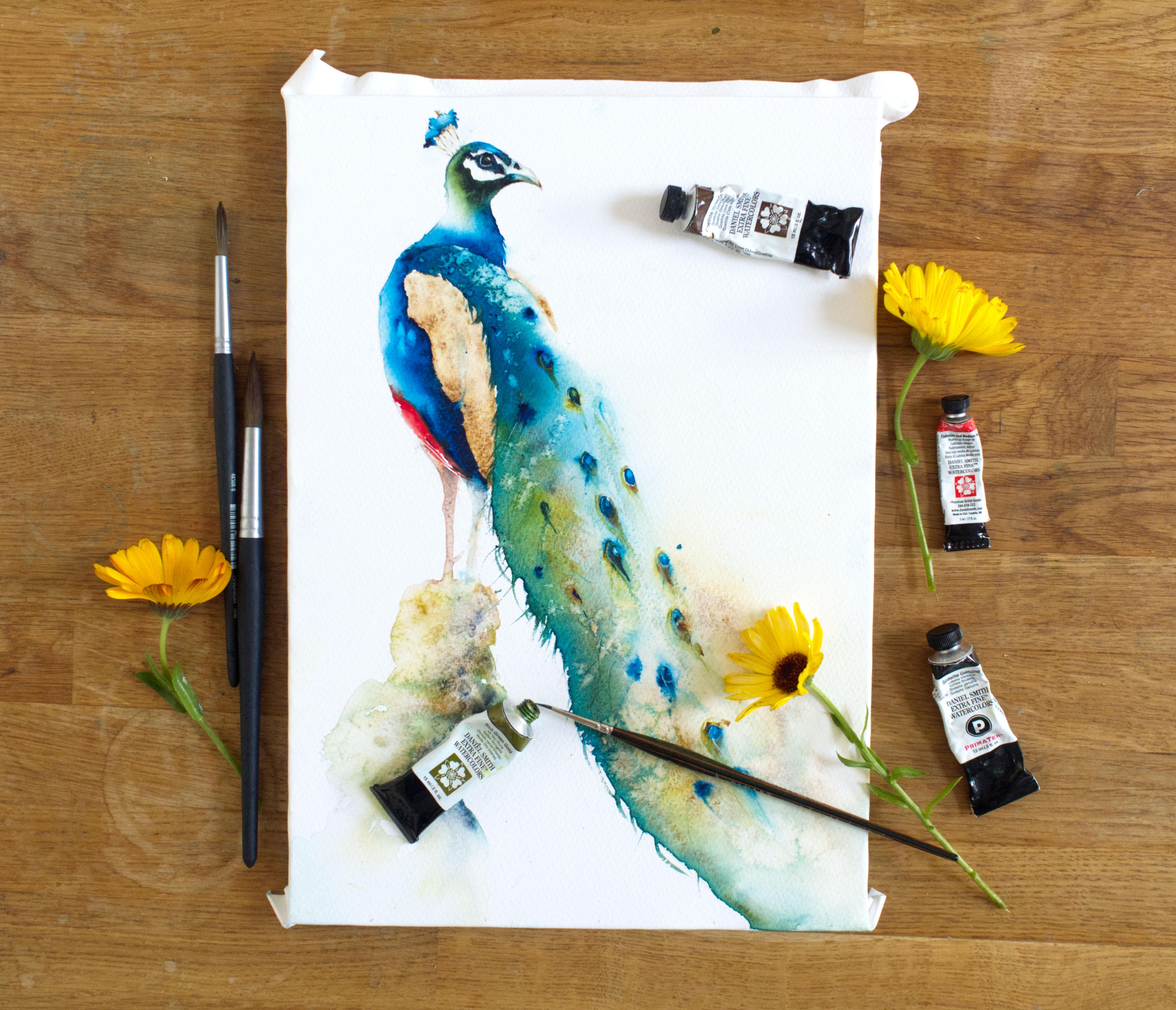 Peacock: A Free-Flow Watercolour Masterclass with Jane Davies | Jane ...