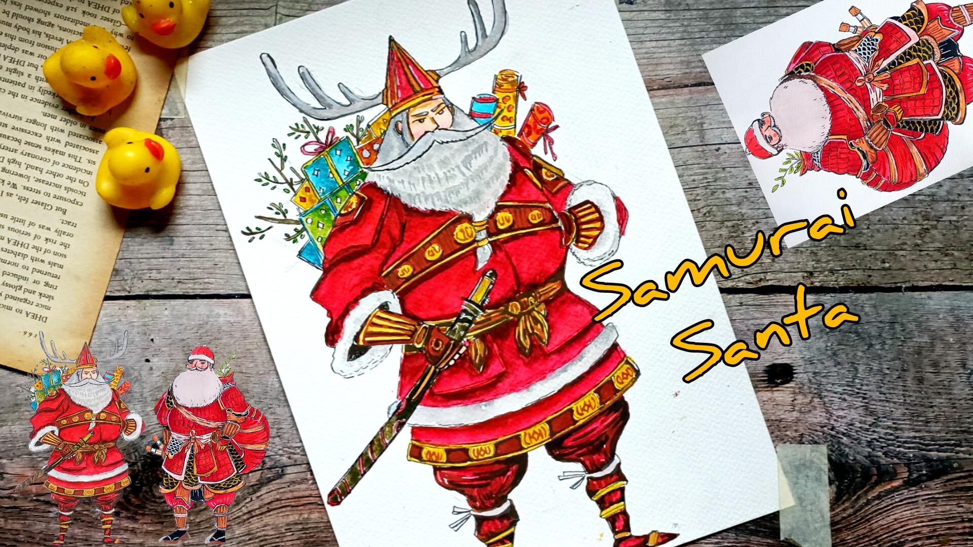 Santa Samurai: Painting Samurai Santas in Watercolor | Vishal Munshi ...