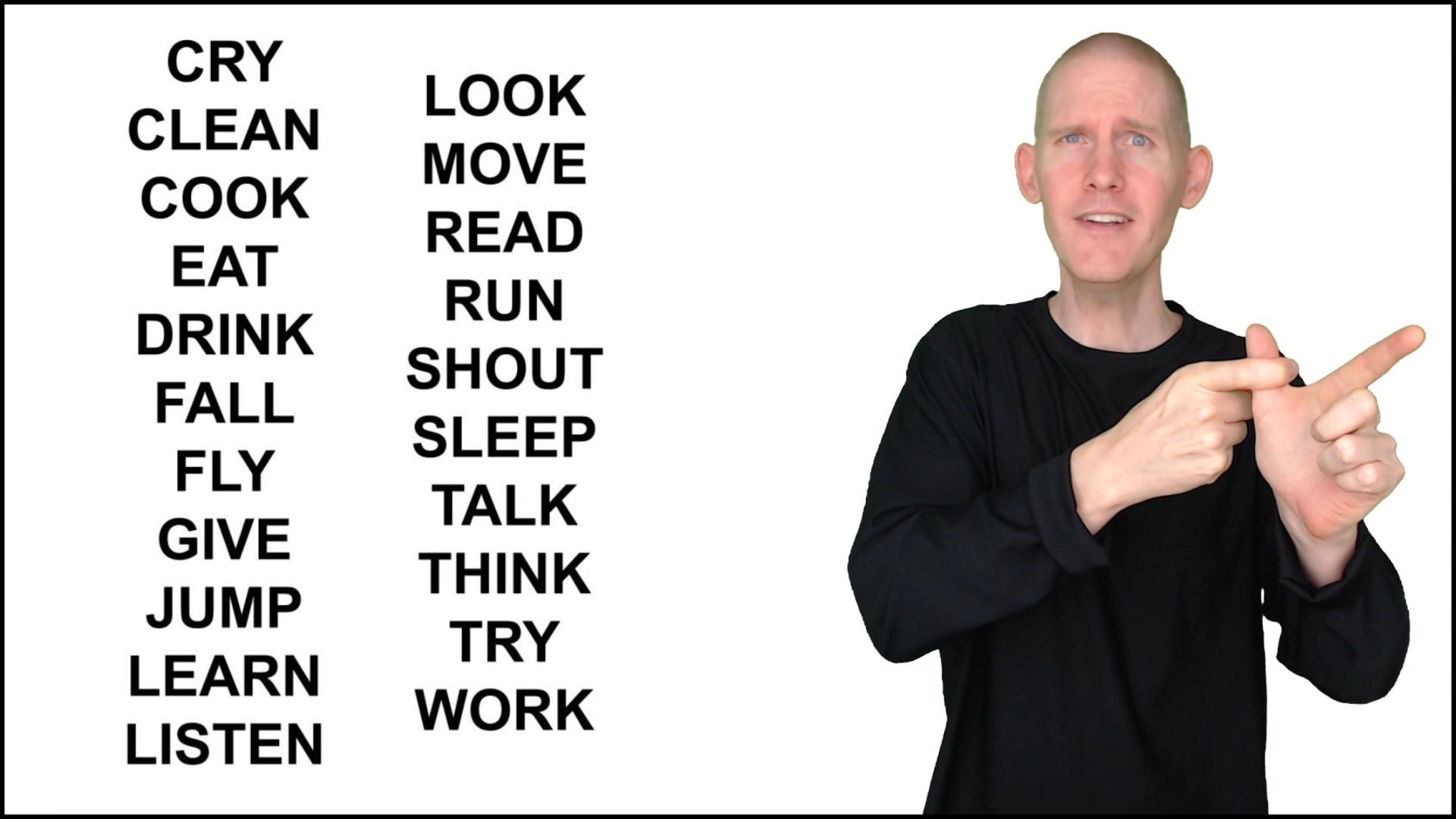 ASL Action Verbs Practice American Sign Language Able Lingo ASL