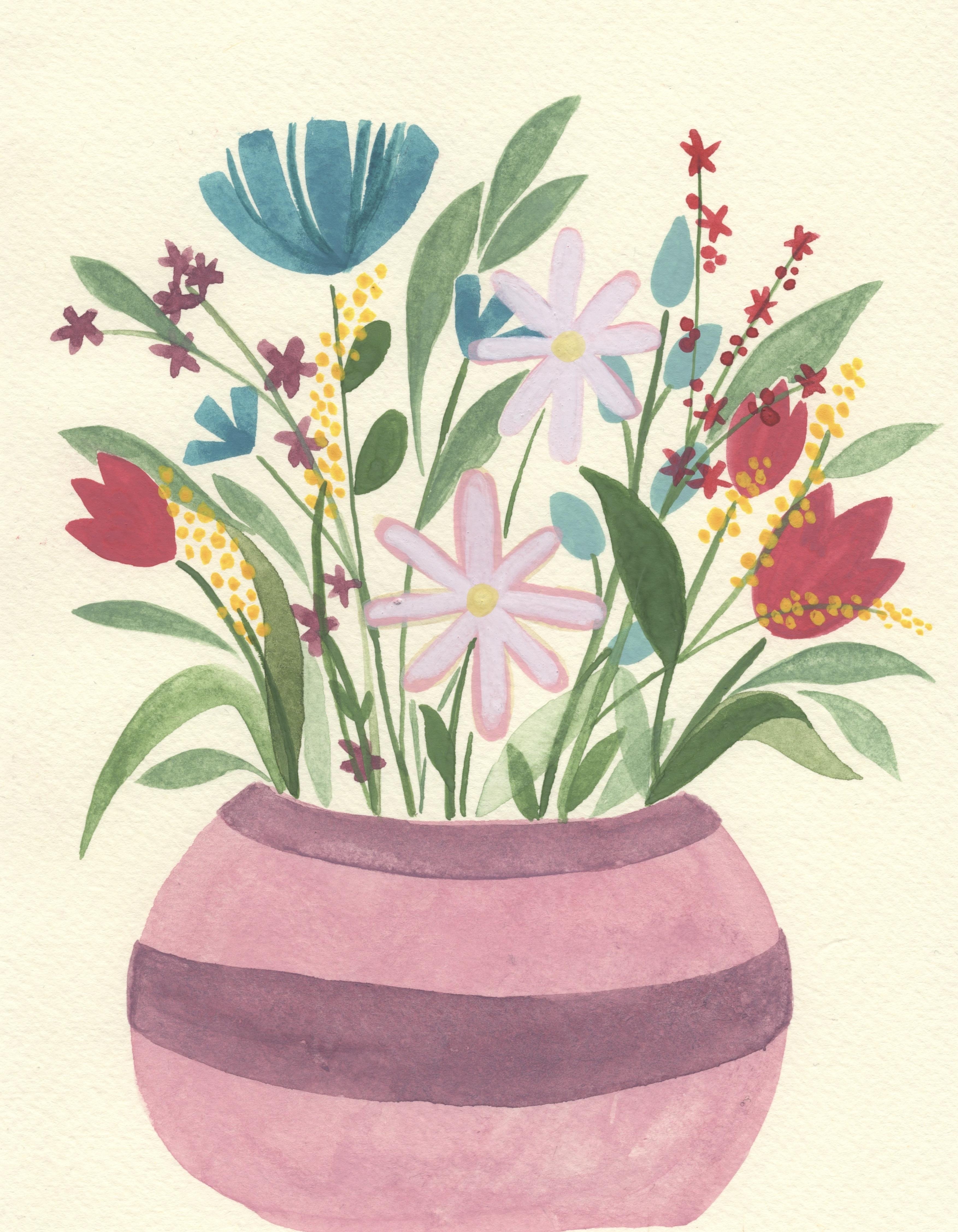 Einfaches Malen Von Blumen In Einer Vase