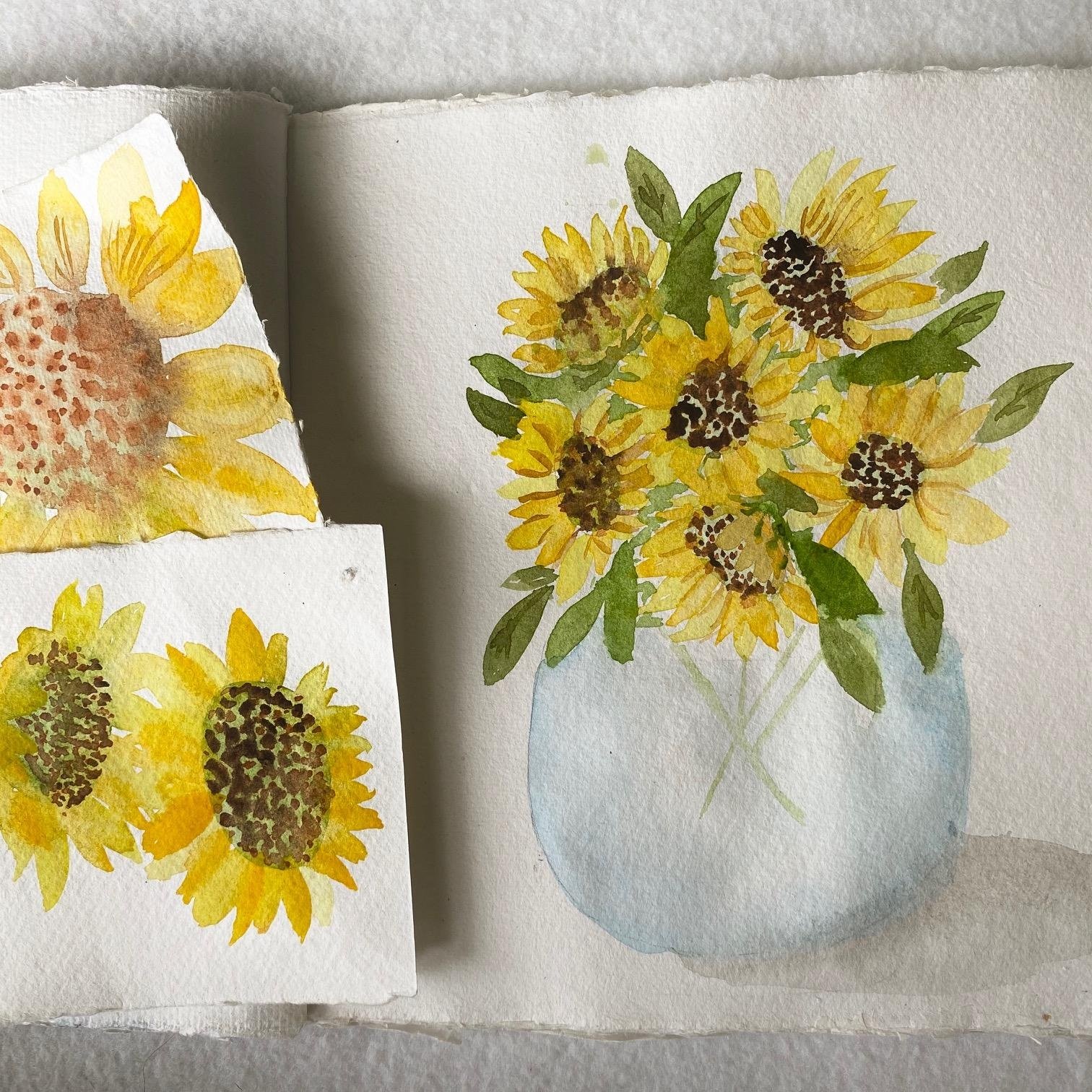 Watercolor Sunflower Tutorial