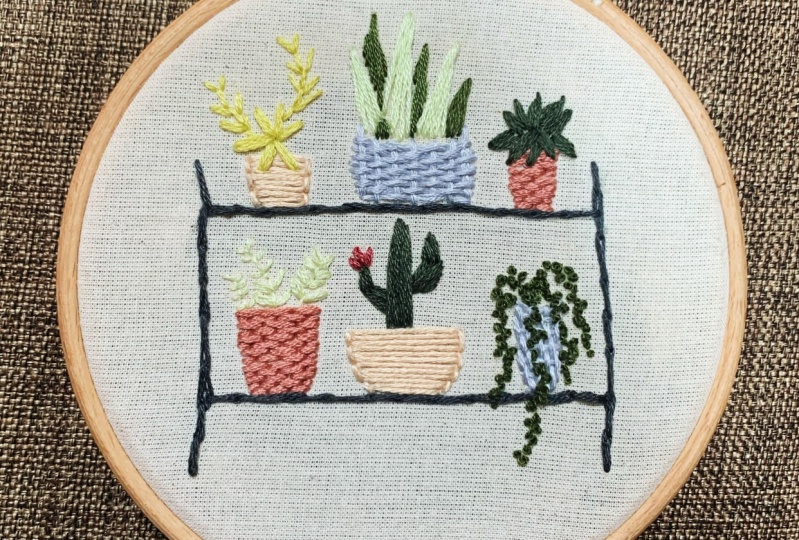 Art & Collectibles Embroidery Hand embroidered plant shelf etna.com.pe