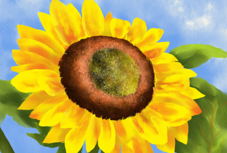 Digital Watercolor Painting: Learn to Paint A Sunflower Using Rebelle ...