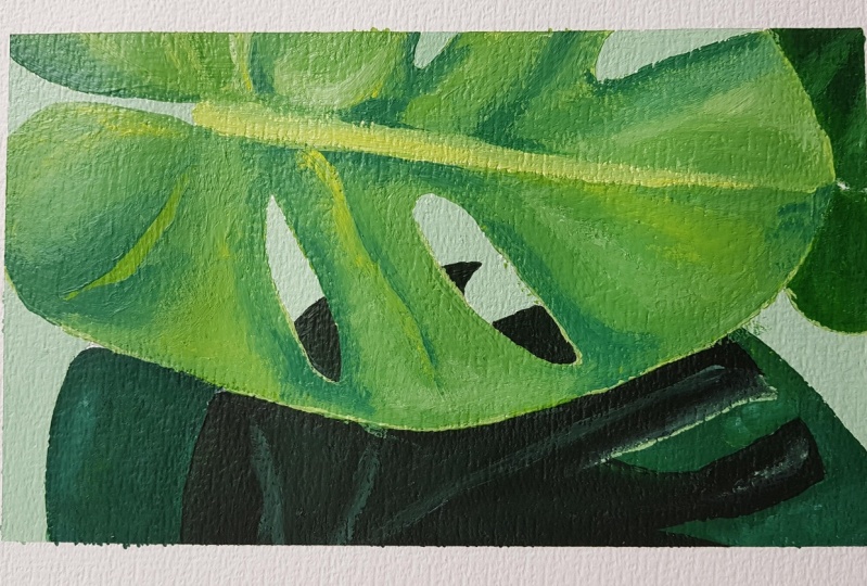 Intro To Acrylics: Paint A Monstera Leaf Painting | Emily Armstrong ...