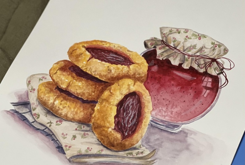 Drawing to Painting Food with Watercolors: Thumbprint Cookies ...
