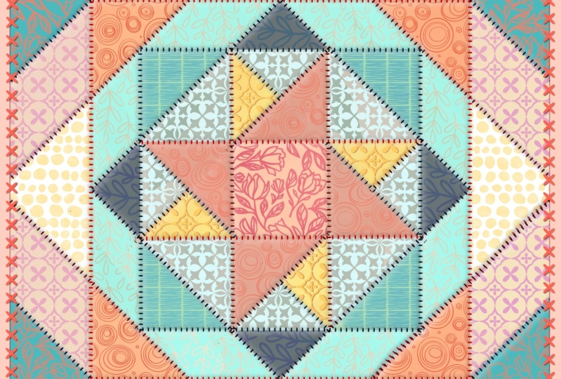 Create a Quilt with 2 Color Pattern Brushes and a Brush Master, 15 Brushes, and a Quilt Template ...