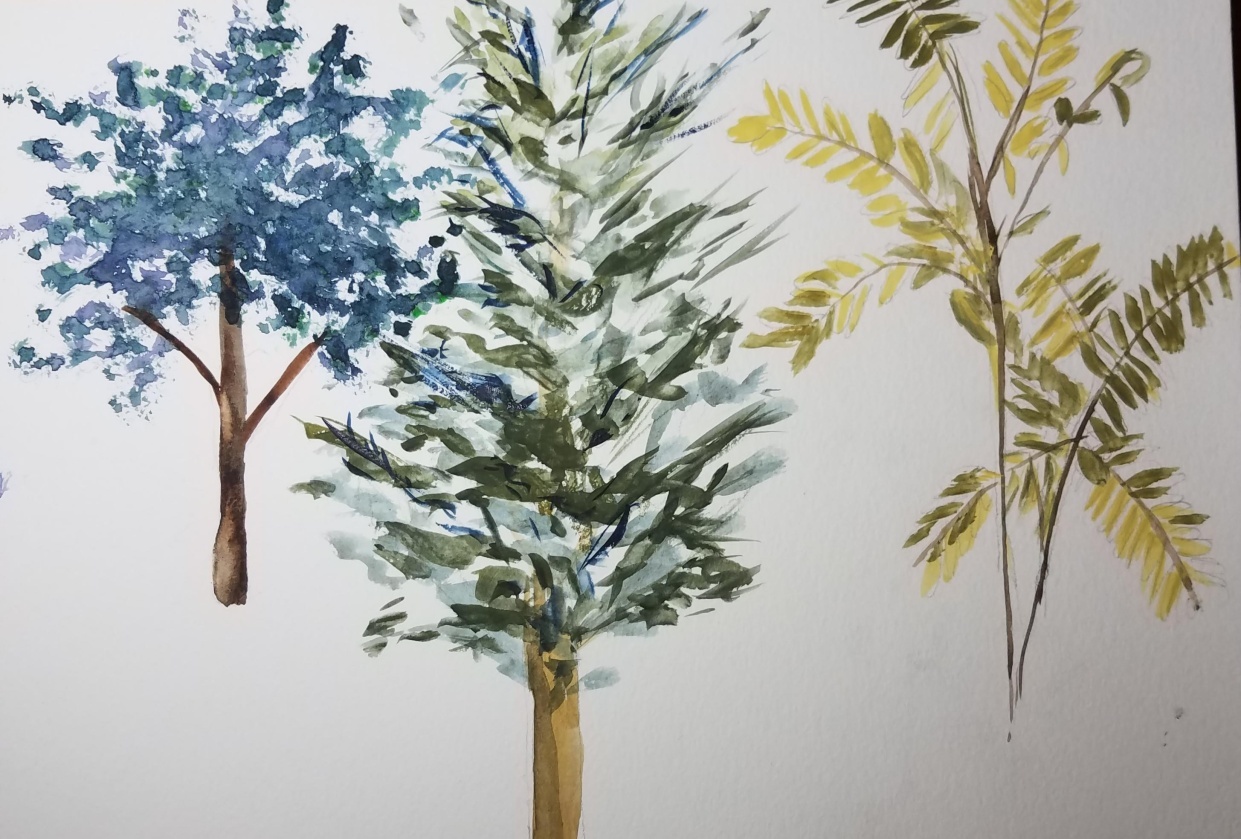 Watercolor Tree Trunk