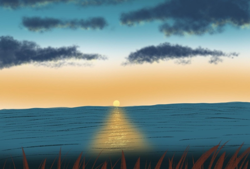 Beach Sunset In Procreate with Free Cloud Brush | Sheetal Shetty ...