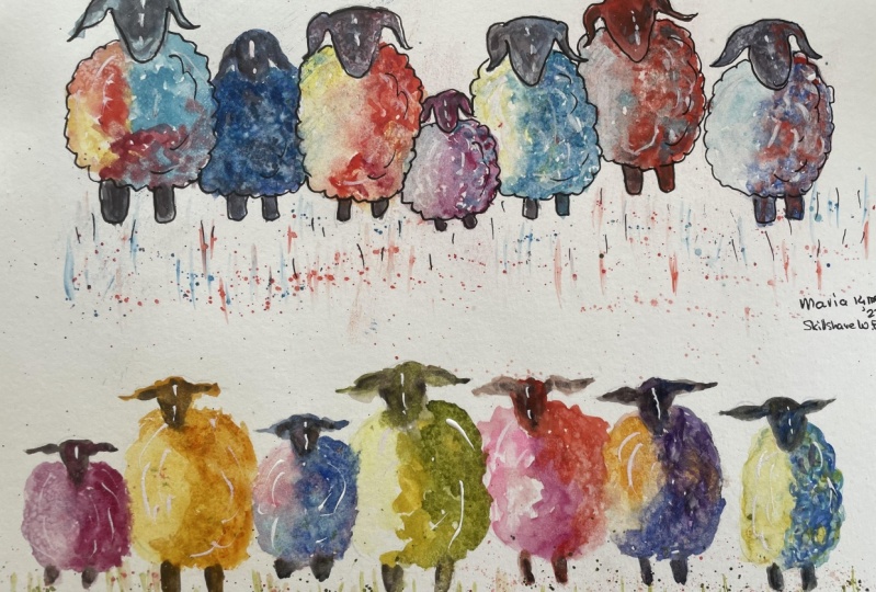 Beginner's Exercise for Exploring Watercolor: Paint Simple Sheep Step ...