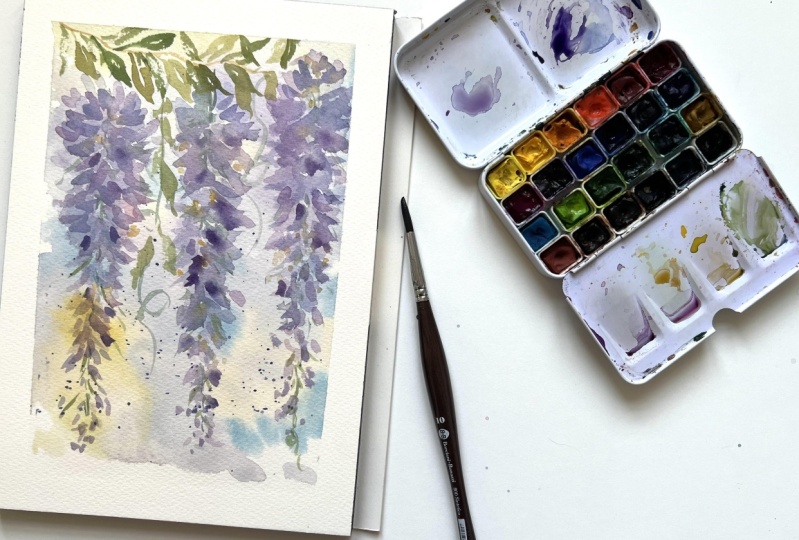 Glowing Watercolor Wisteria: Learn to Layer for Depth | Elisabetta ...