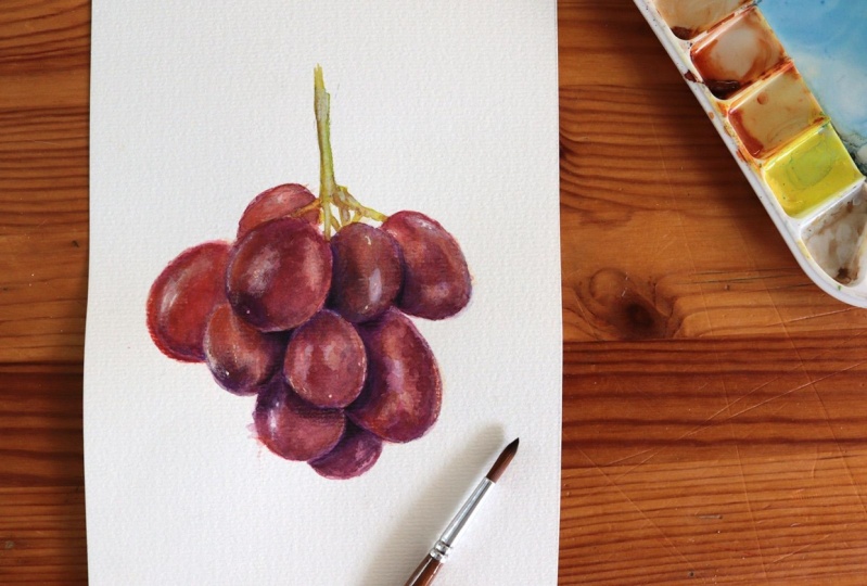 Watercolor Realism: Learn How To Paint Realistic Grapes With Simple ...