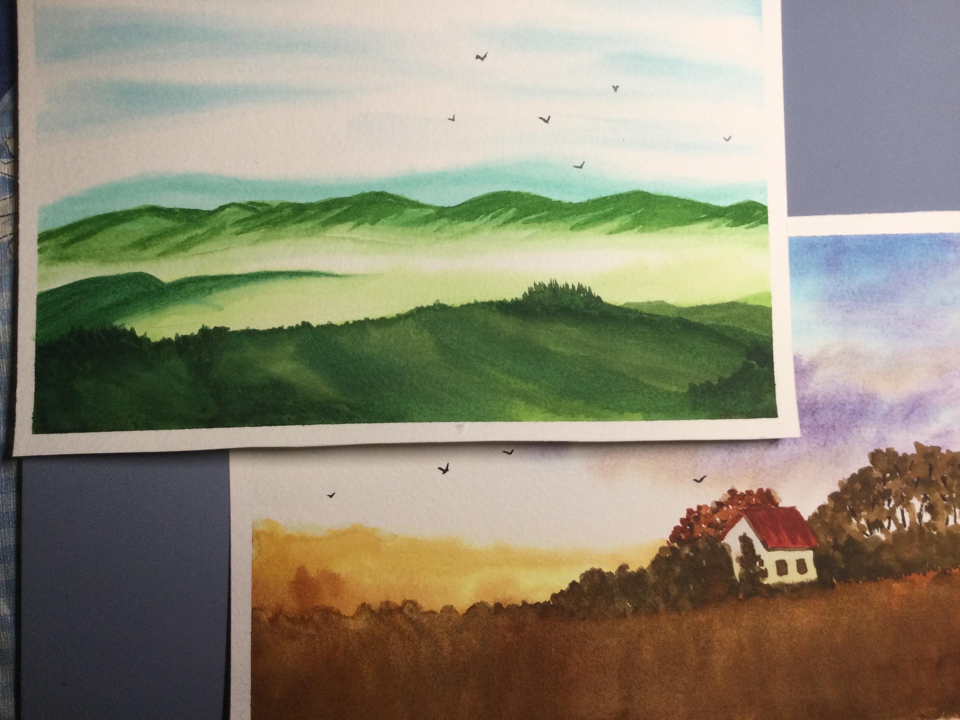 Simple Watercolor Landscape Paintings