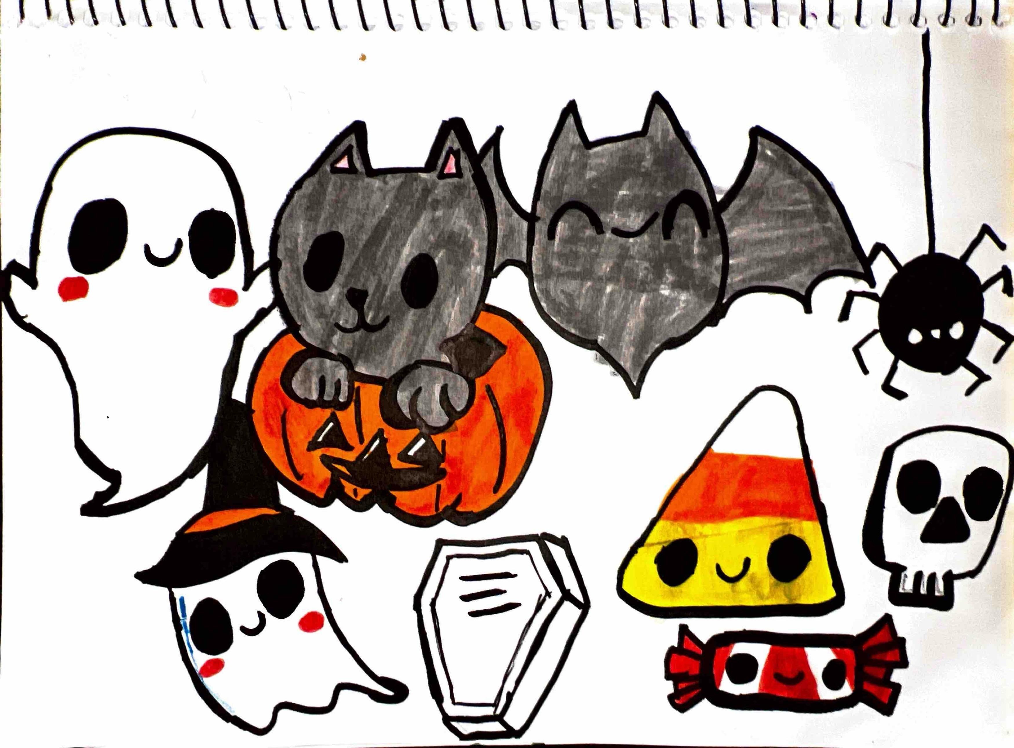 how to draw kawaii halloween stuff