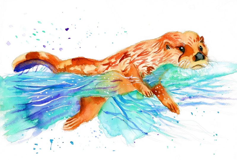 Playful Watercolor: Painting Expressive Otters with Energy and Flow ...