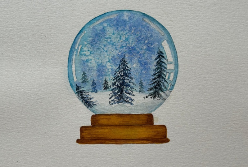 10 Minute Art: Easy Watercolor Snow Globe Illustration for Beginners ...