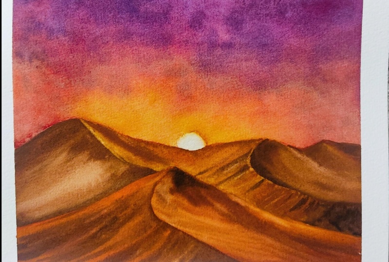 Let's Paint a Glowing Desert Sunset in Watercolor | Zaneena Nabeel ...